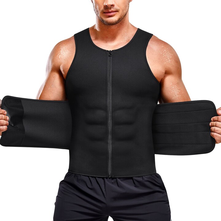 SOLCYSX Sweat Sauna Vest for Men Workout Waist Trainer for Loss Weight ...