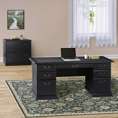 Lark Manor Anri 2 Piece Rectangular Executive Desk Office Set - ShopStyle