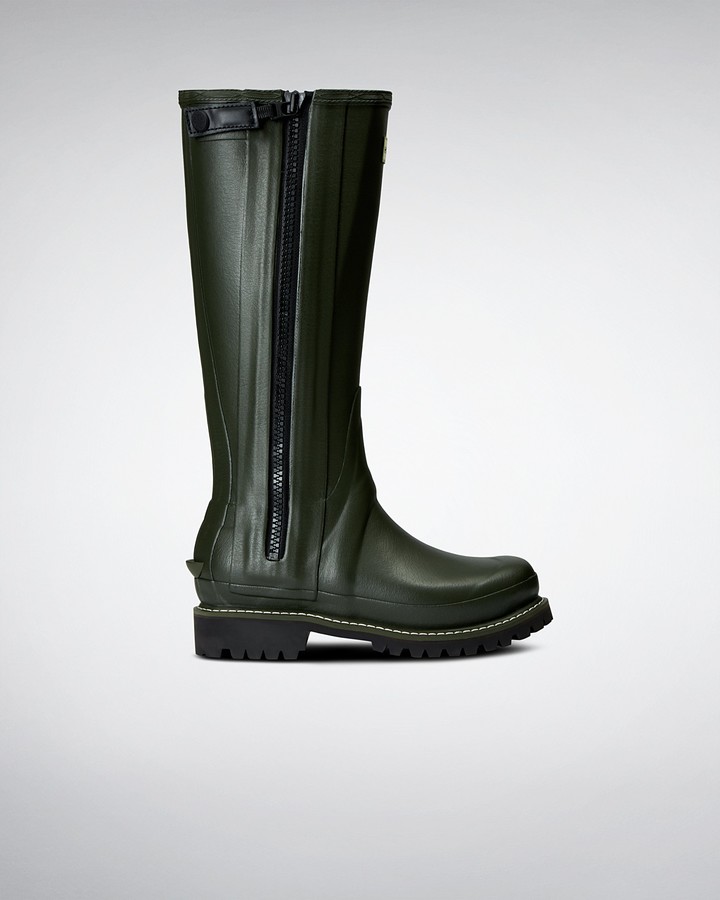Hunter Women's Balmoral Full Zip Leather Lined Tall Wellington Boots ...