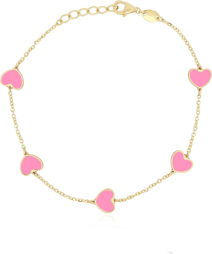 The Lovery Bubblegum Pink Heart Station Bracelet - ShopStyle