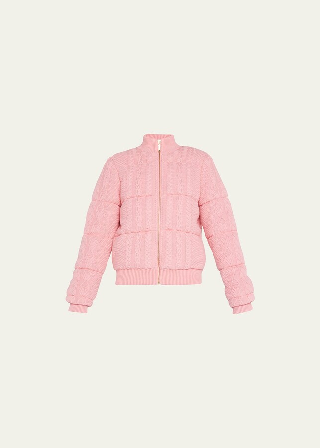 LoveShackFancy Andora Cable-Knit Bomber Jacket - ShopStyle