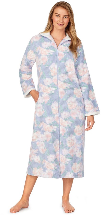Stan Herman Women's Classic Dimple Plush Zip Robe - ShopStyle