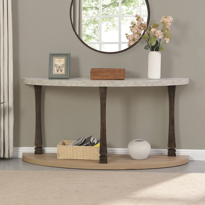 VIVIADORE Mid-Century Roman Console Table, Faux Cement Texture - ShopStyle