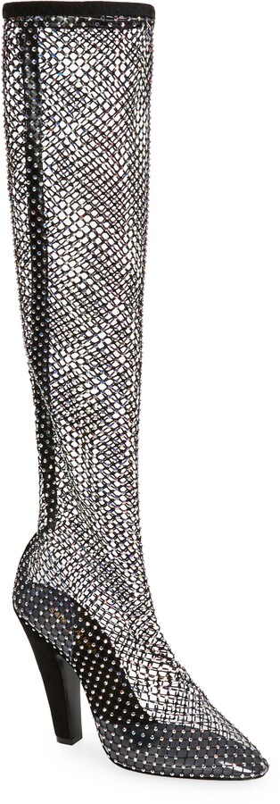 Saint Laurent Crystal Tall Boot - ShopStyle