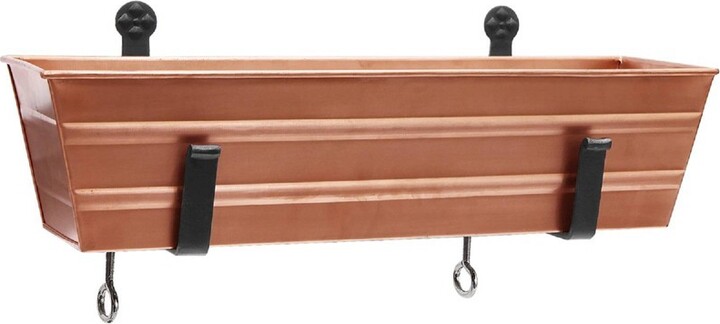 22"Wide Rectangular Flower Box Copper Plated Galvanized Steel with ...