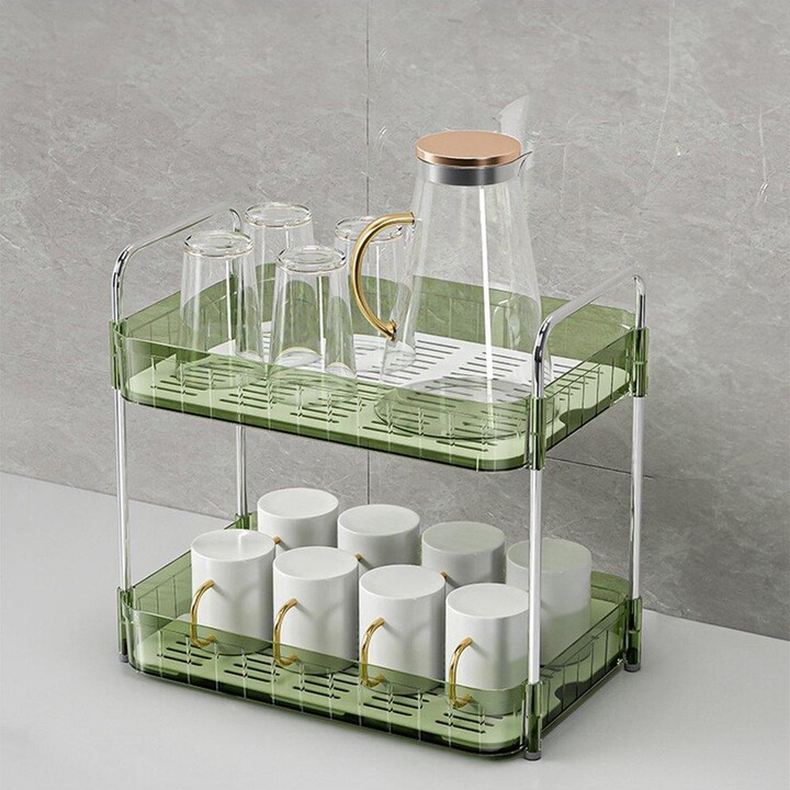 Living and Home Rectangular 2-Tier Cups Mugs Drying Drainer Rack ...