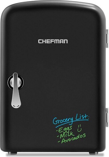 Chefman Portable 6-Can Mini Fridge with Dry Erase Door - Black ...