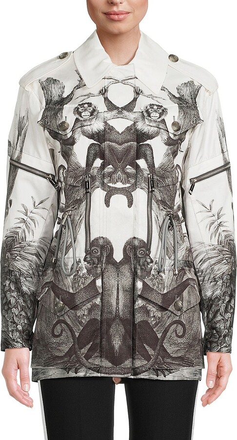 Burberry Monkey Print Leather Trim Jacket - ShopStyle