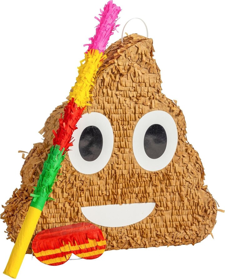 Fax Potato Pinatas Poop Emoji Cardboard Pinata, Stick and Blindfold Set ...