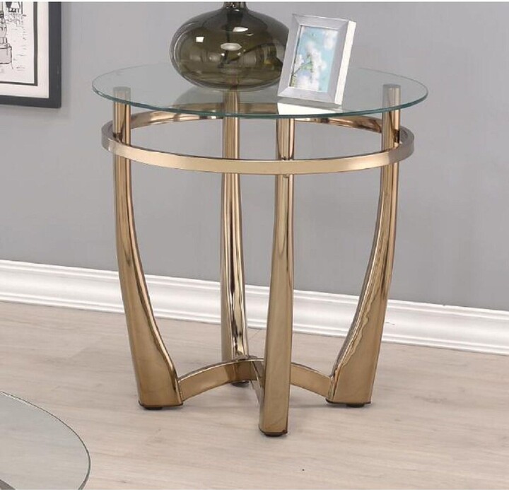 Tiramisubest Glass Top Round End Table With X base - ShopStyle