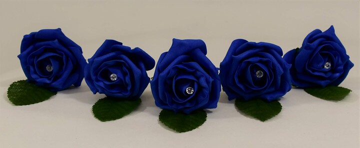 Shimmer Hj 100 Royal Blue Wedding Buttonholes with Diamante and leaf ...
