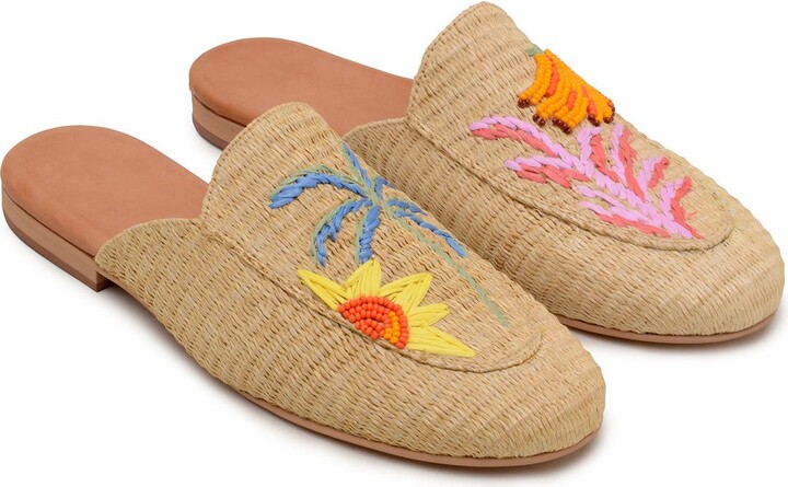 Farm Rio Tropical Beaded Raffia Mule - ShopStyle