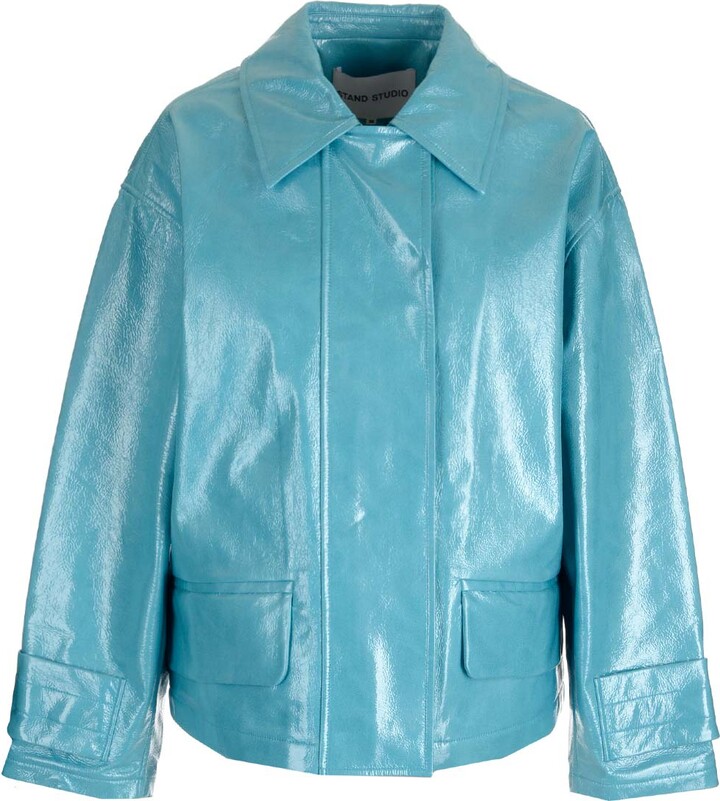 Stand Studio Chlorine Blue Eco-leather costance Jacket - ShopStyle