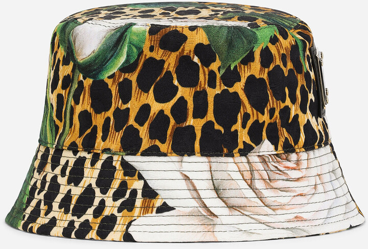 Dolce & Gabbana Printed brocade bucket hat with plate - ShopStyle