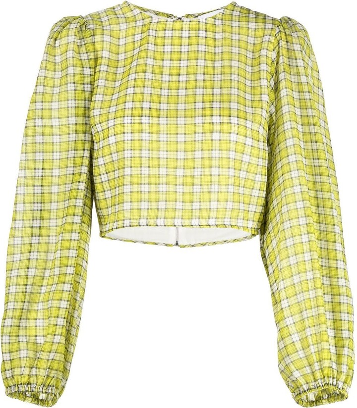 Ganni Check-Pattern Crop Top - ShopStyle