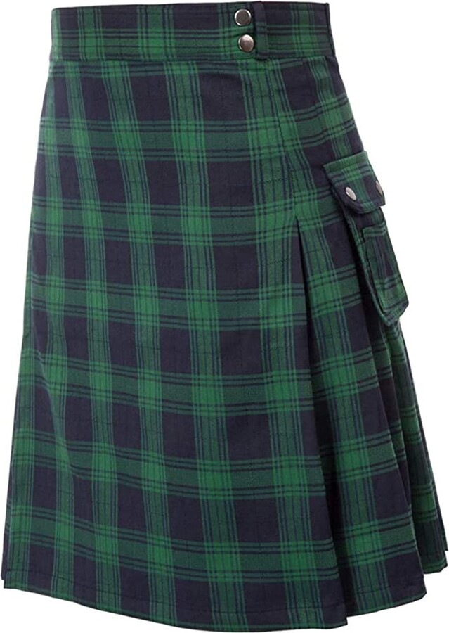 DRESCOKLJ Scottish Kilt Men's Medieval Scottish Kilt Men Tartan Kilt Checked Skirt Scottish Kilt ...