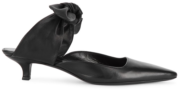 The Row Coco 50 black leather mules - ShopStyle