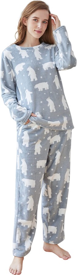 DiaryLook Womens Fleece Pyjamas Sets Fluffy Soft Ladies Pyjamas Lounge ...