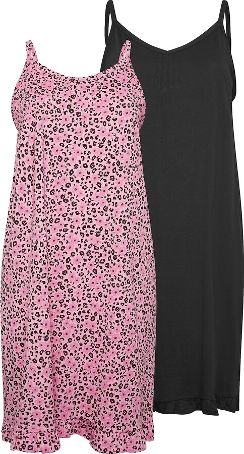 Yours 2 Pack Curve Floral Animal Print Cotton Chemises - Women's - Plus ...