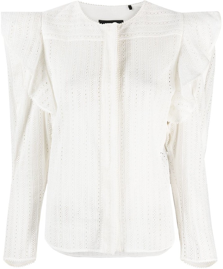 Isabel Marant Broderie Anglaise Ruffle-Trim Blouse - ShopStyle Tops