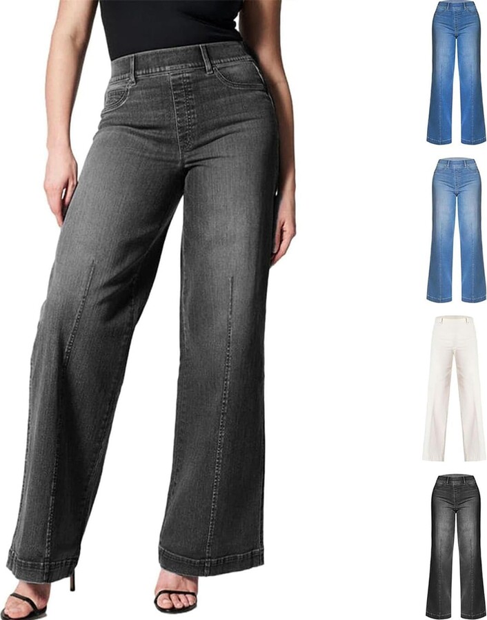 HFDHD Seamed Front Wide Leg Jeans - ShopStyle