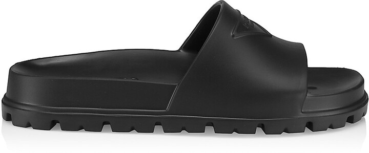 Prada Logo-Embossed Slides - ShopStyle