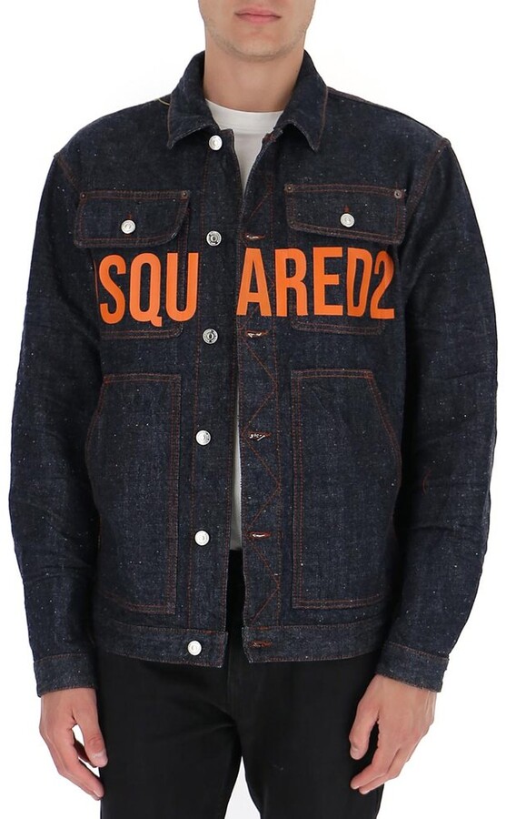 DSQUARED2 Logo Printed Denim Buttoned Jacket - ShopStyle