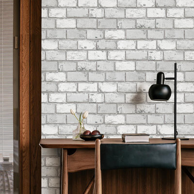17 Stories Gray Brick 3D Wallpaper, Textured PVC-Free Non-Peel & Stick ...