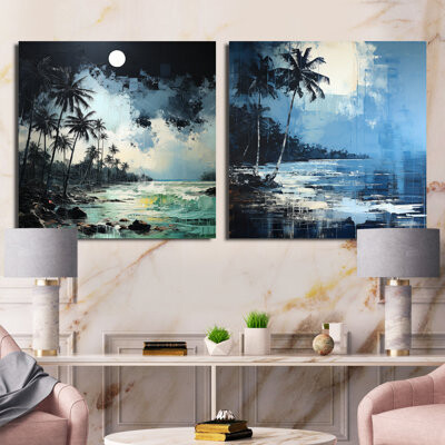 Bay Isle Home Tropical Palm Tree Scenery - Coastal Square Collage Set ...