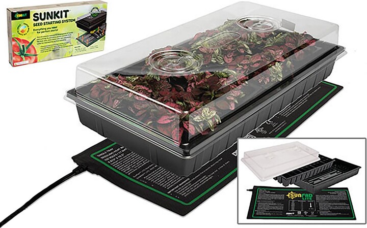 SunKit Complete Seed Starting System Tray with Dome and Heat Mat, 11 ...