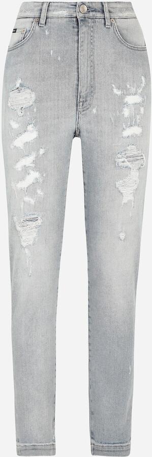 Dolce & Gabbana Light blue denim Grace jeans with ripped details ...
