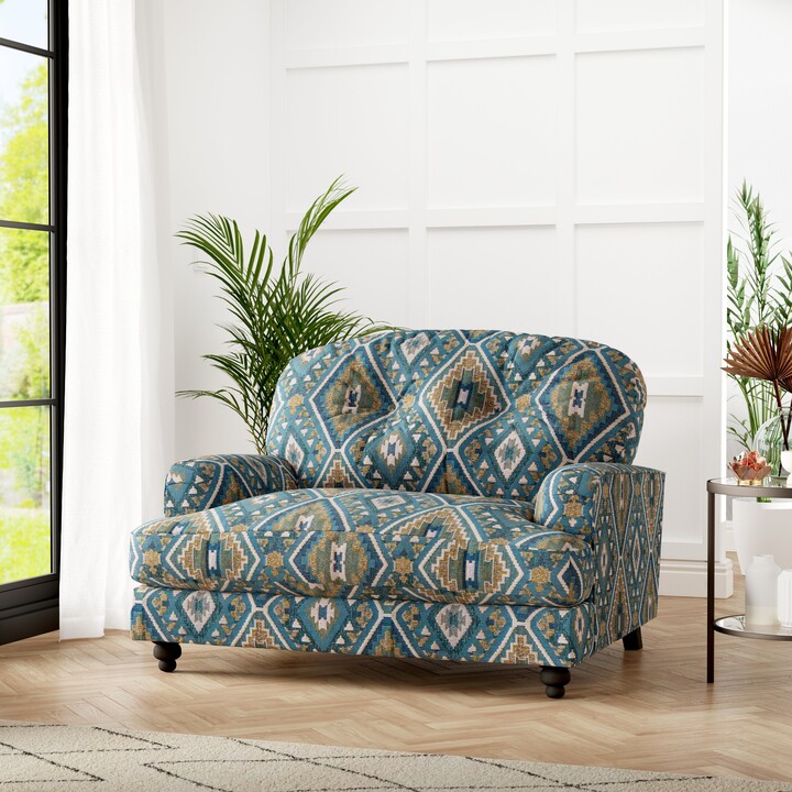 Dunelm Martha Woven Snuggle Chair Global Woven Blue - ShopStyle ...