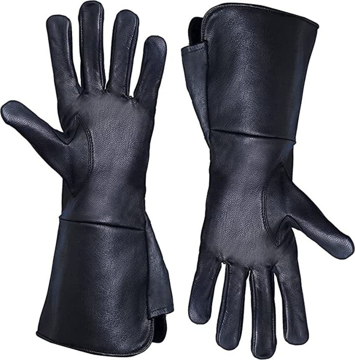 Blingsun Men’s Medieval Renaissance Gloves Pure Black Lambskin Unlined ...