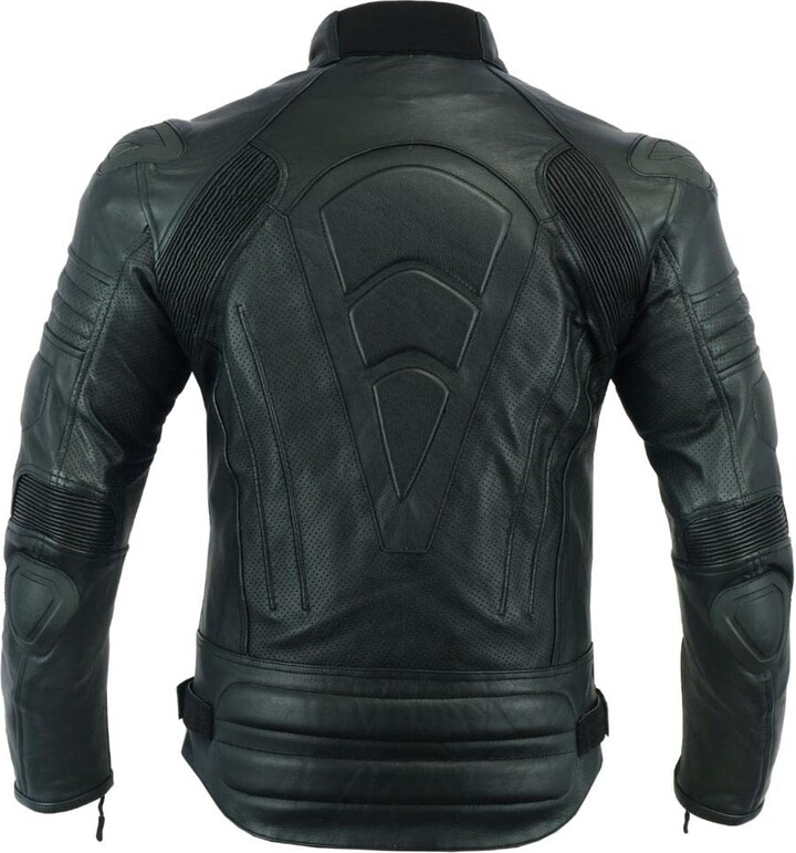 JACKET4U Mens Motorcycle leather jacket Perforated armoured with ...