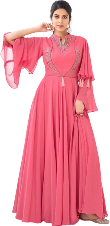 ETHNIC EMPORIUM Stitched indian festival cocktail party Gown Georgette ...