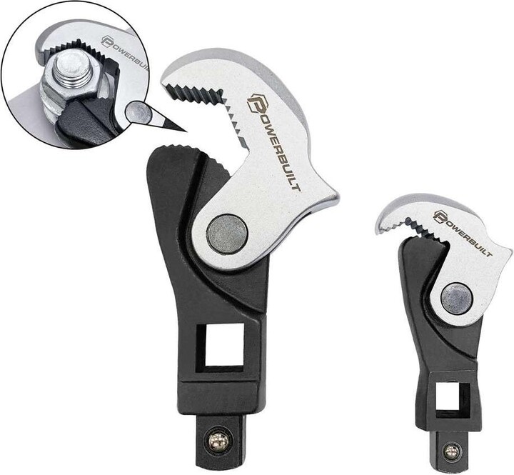 Powerbuilt 2 Piece Spring-Loaded Adjustable Crowfoot Wrench Set ...