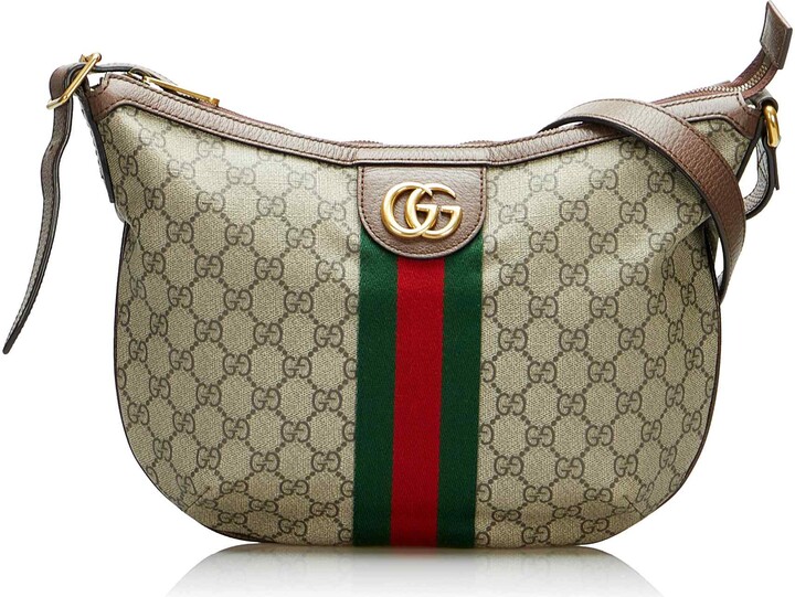 Gucci GG Supreme Web Ophidia Half Moon Crossbody Bag - ShopStyle