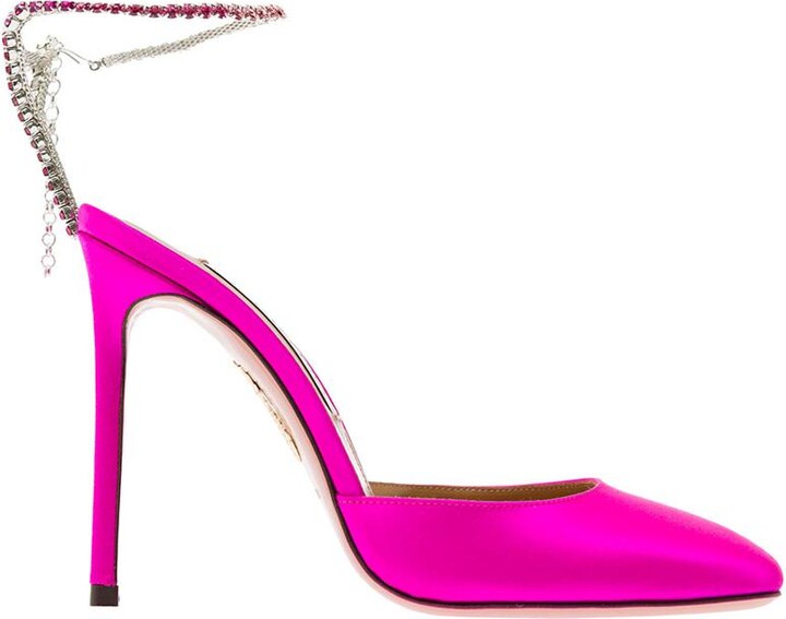 Aquazzura Fuchsia Pink 'Ice' Pumps Satin Effect With Crystal ...
