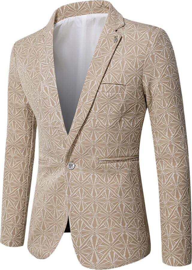 BOTCAM Men's Aviator Open Slim Fit Jacquard Woven One Button Suit ...