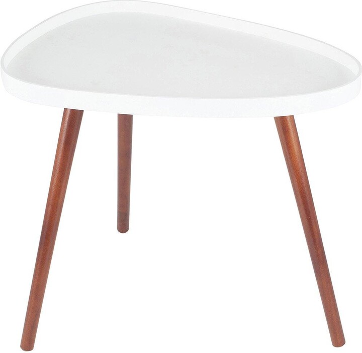 Ruma Matte White Lipped Pine Wood Leg Teardrop Small Side Table - ShopStyle