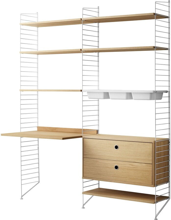 String® Shelving Unit with Work Desk, 2 Drawer Chest, 3 Bowl Shelf and ...