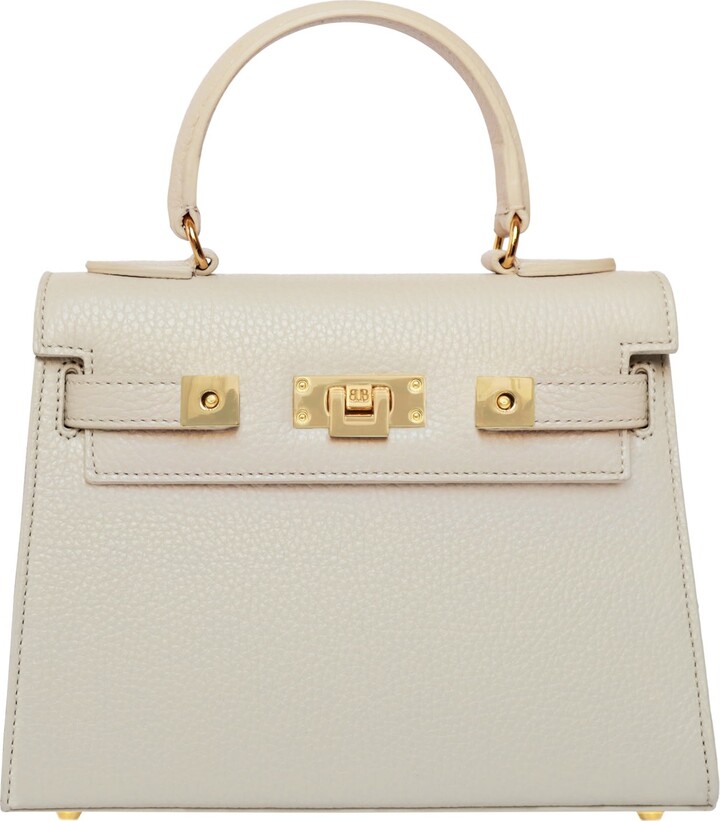 Lalage Beaumont Maya Midi Top Handle Bag In Light Beige Soft Grainy ...