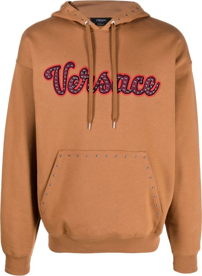 Versace Logo-Lettering Hoodie - ShopStyle