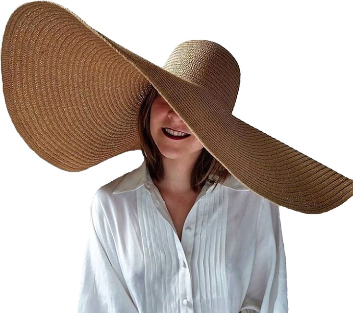 Dremokay Wide Brim Oversized Beach Hats for Women Large Straw Hat UV ...