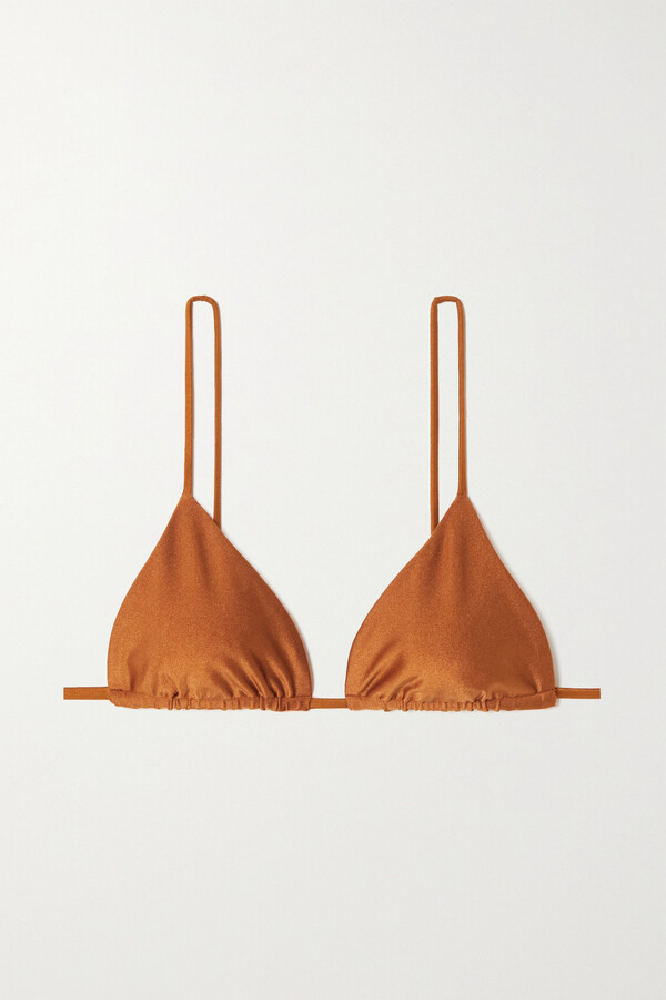 JADE SWIM Via Metallic Triangle Bikini Top - Brown - ShopStyle