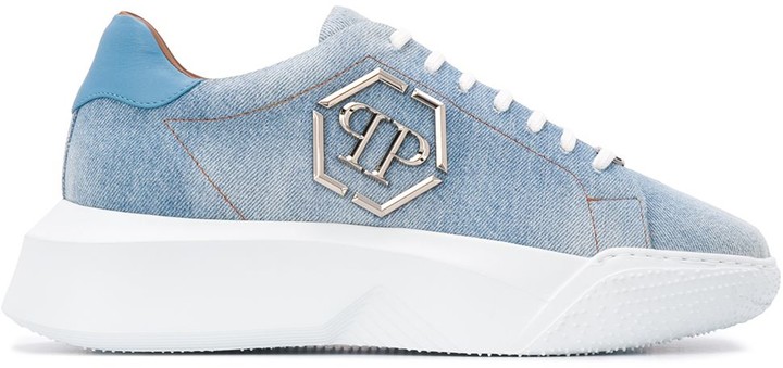 Philipp Plein Godzilla Runner denim platform trainers - ShopStyle ...