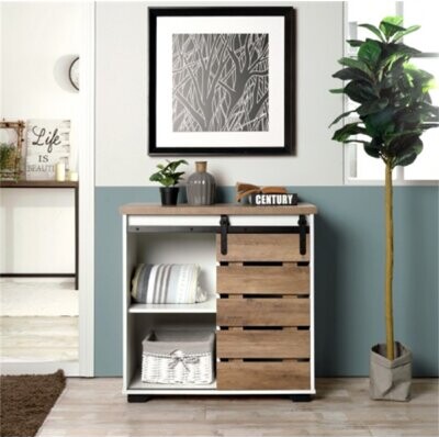 Gracie Oaks Buchalter 32" Sliding Slat Door Accent Cabinet, Ding Single ...