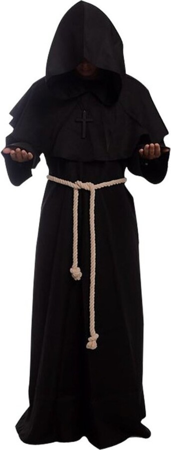 GOLDSTITCH Friar Medieval Hooded Monk Renaissance Priest Robe Costume ...