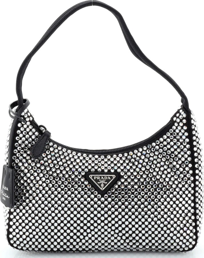 Prada Re-Edition 2000 Hobo Crystal Embellished Satin Mini - ShopStyle