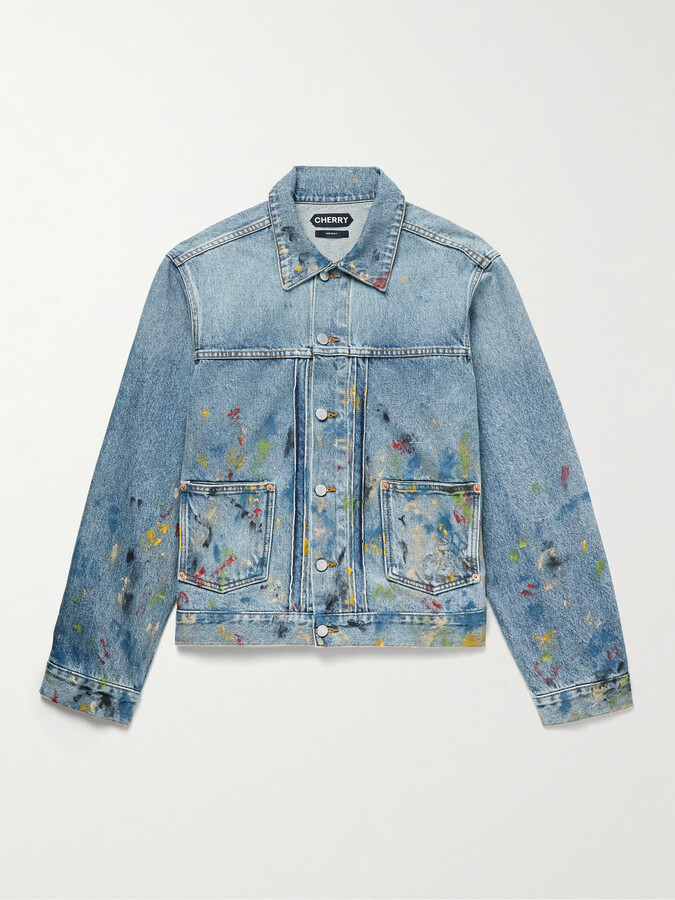 Cherry Los Angeles Paint-Splattered Denim Jacket - ShopStyle